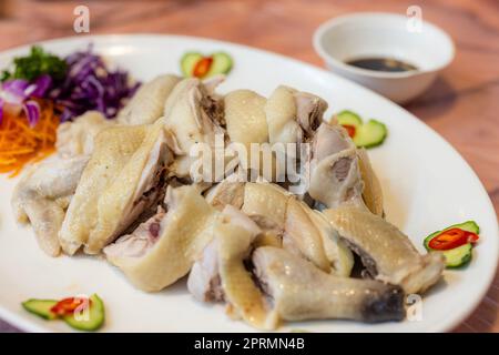 Steamed chicken chopped into pieces Stock Photo - Alamy