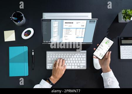 Digital Electronic Bill And Accountant E Invoice Stock Photo - Alamy