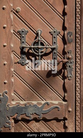 Romanesque castle door handle Vajdahunyad Castle on the Pest side of ...