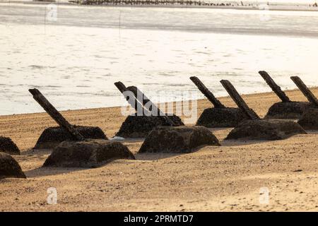 Antilanding spikes on the beach Kinmen of Taiwan Stock Photo - Alamy