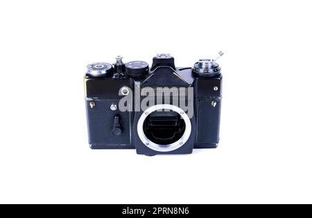 Old SLR camera, 80s of the 20th century - exposure meter, shutter speed ...