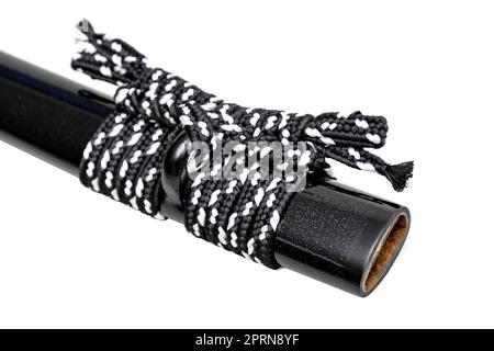 Close up shot of Sageo - Thick black-white silk rope for tying the ...