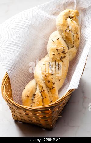 homemad bun with salt and cumin Stock Photo - Alamy
