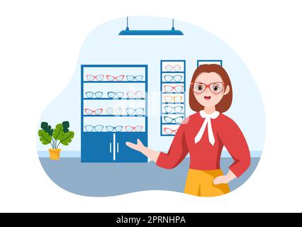 Eye Glasses Store or Optical Shop with Accessories, Optician, Checking ...