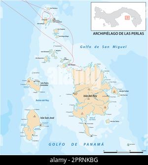 Vector map of the panamese archipelago pearl islands in the gulf of ...