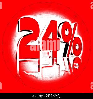 24%, 24 percent as a 3D illustration, 3D rendering Stock Photo - Alamy
