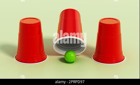 Cup and ball guessing game. 3D illustration Stock Photo - Alamy