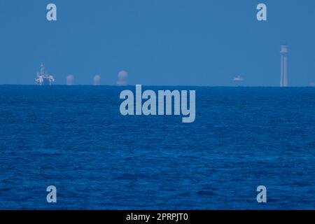 Structures from Chinese occupied Subi reef are seen near Philippine ...