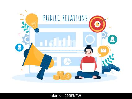 Public Relations Template Hand Drawn Cartoon Flat Illustration with ...