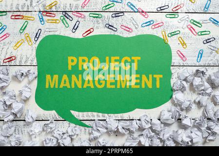 Text sign showing Project ManagementApplication Process Skills to ...