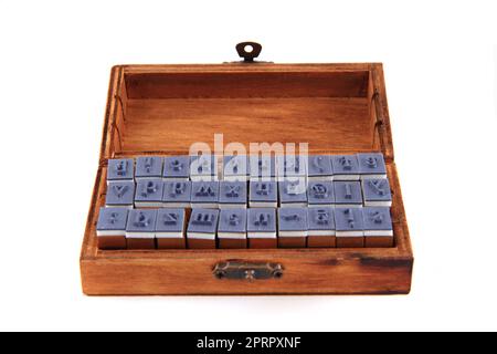 small wooden hand printer isolated on the white background Stock Photo ...