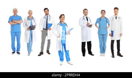 Collage with photos of doctors on white background. Banner design Stock ...