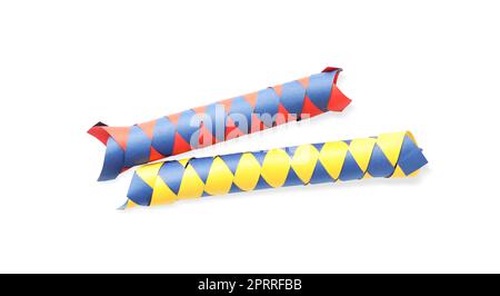 Chinese finger traps isolated on white, top view Stock Photo - Alamy