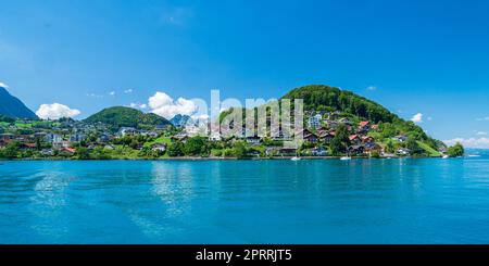 Faulensee on Lake Thun Stock Photo - Alamy