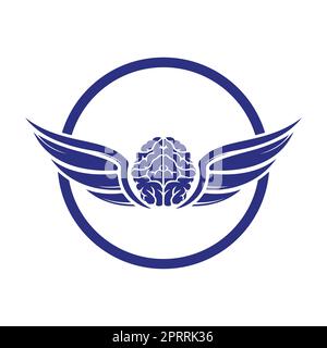 Flying brain with wings vector logo design template. Free mind logo ...