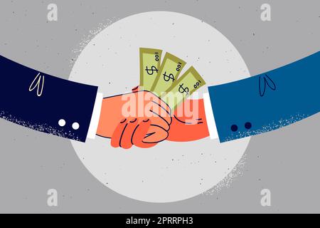 Businesspeople shake hands exchange money Stock Photo - Alamy