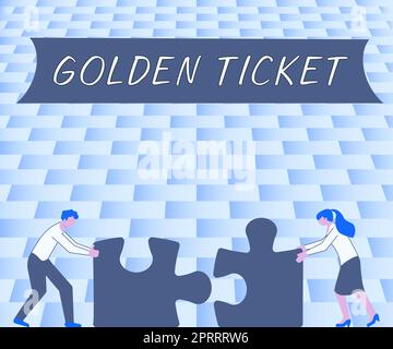 Conceptual caption Golden Ticket. Business idea Rain Check Access VIP ...