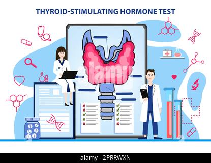 Illustration of thyroid gland and different icons showing its affect on ...
