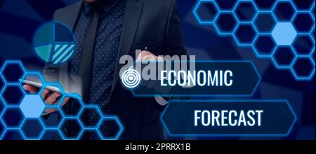 Hand writing sign Economic ForecastProcess of making predictions about ...