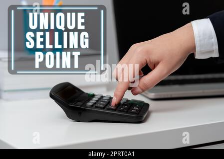 Text sign showing Unique Selling Point. Internet Concept Differentiate ...
