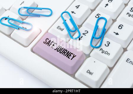 Text caption presenting Safe Journey. Concept meaning Blessing Bid ...