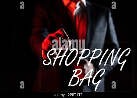 Text showing inspiration Shopping Bag. Concept meaning Containers for ...