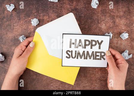 Inspiration showing sign Happy Summer. Word Written on Beaches Sunshine ...