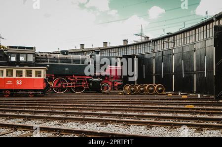 Old german railway roundhouse in Gniezno, Poland. Ruins, rust and decay ...