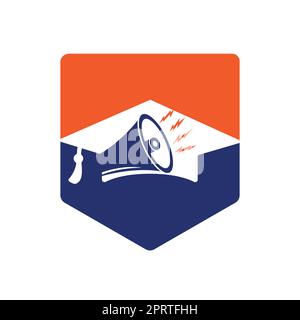 Megaphone with graduation cap vector icon design. Marketing education ...