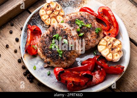 Fried rissole, cutlet in bacon Stock Photo - Alamy