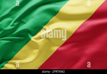 Republic of the Congo Flag Wave Close Up, national flag background ...