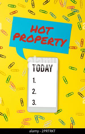 Writing displaying text Hot Property. Word for Something which is ...