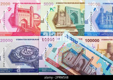 Uzbekistani money a business background Stock Photo - Alamy