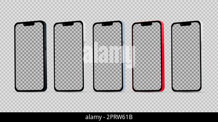 Mockup 5 pcs modern smartphones phones in different colors, templates ...
