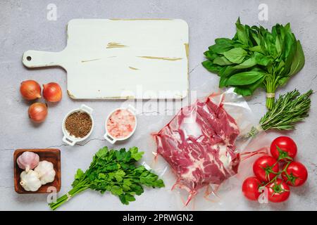 Vacuum sealed shoulder meat with ingredients Stock Photo - Alamy