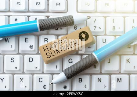 Writing displaying text Happy Summer. Business approach Beaches ...