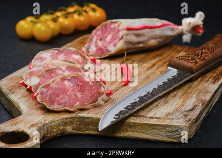 Cured Beef Slices On Wooden Board , Thinly Sliced Deli Meat For ...