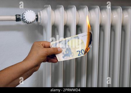 Burning money through inflation Stock Photo - Alamy