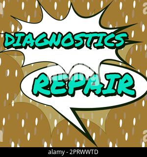 Sign displaying Diagnostics RepairA program or routine that helps a ...