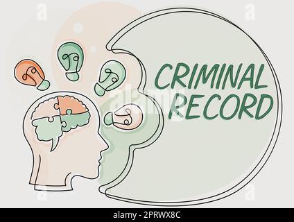Handwriting text Criminal Record. Conceptual photo profile of an ...