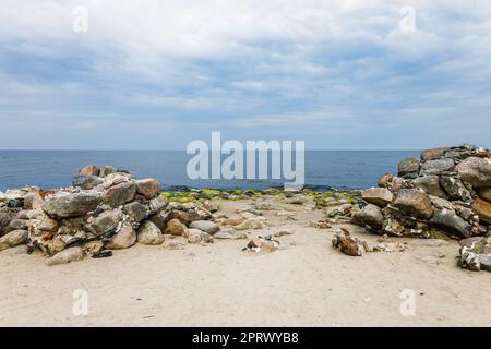 Cape Kolka cross point at the Baltic sea beach, Latvia Stock Photo - Alamy