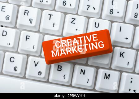 Hand writing sign Creative MarketingCampaigning to meet the advertising ...