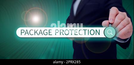 Sign displaying Package ProtectionWrapping and Securing items to avoid ...