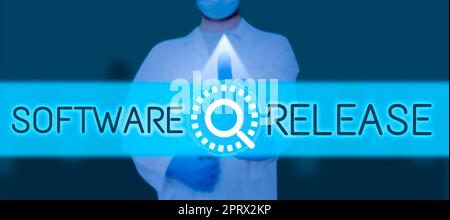 Text sign showing Software Releasesum of stages of development and ...