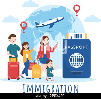 Immigration Template Hand Drawn Cartoon Flat Illustration of Document ...