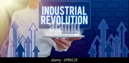 Sign displaying Industrial Revolution, Internet Concept changes in ...