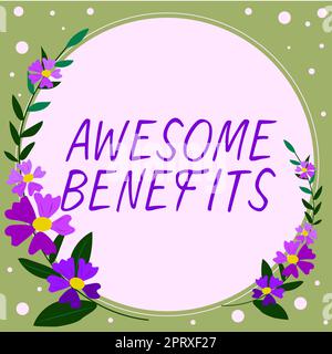 Text showing inspiration Awesome Benefits. Business idea tools for ...