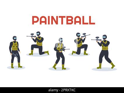 People Playing Paintball of Fighter Player Shooting with Gun Shoot, Aim ...