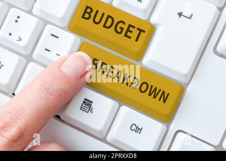 Text sign showing Budget Breakdown, Business showcase approach to ...