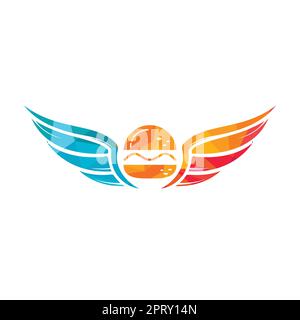 Angel burger logo with wings logo design. Flying burger logo concept ...